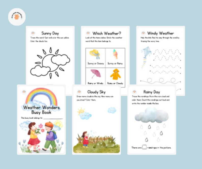 Printable Busy Book for Preschool Kids Weather Wonders Activity Book ...