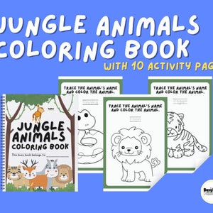 Jungle Animals Coloring Book Activity Book With Coloring and Tracing ...