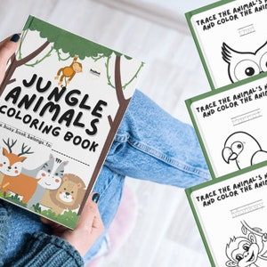 Jungle Animals Coloring Book Activity Book With Coloring and Tracing ...