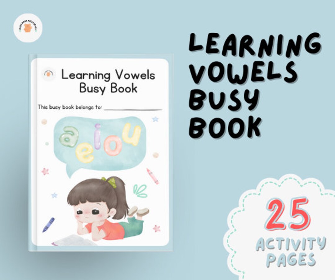 Printable Vowels Activity Book for Preschool Kids Busy Book for Kids 25 ...