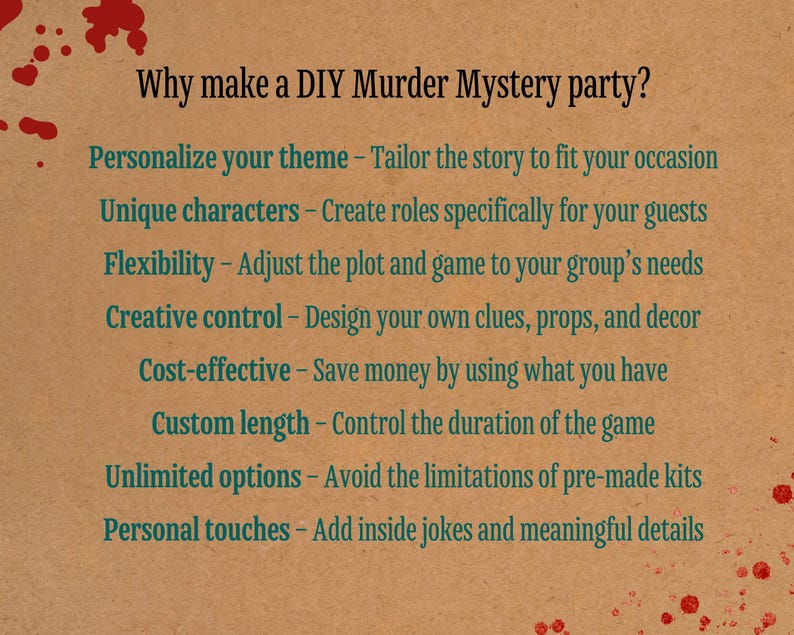 DIY Murder Mystery Party Kit Murder Mystery Idea for Mystery Dinner ...