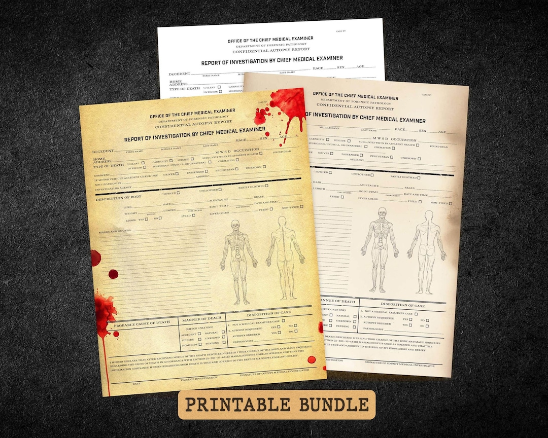 Printable Autopsy Report Template for DIY Murder Mystery Party Decor ...