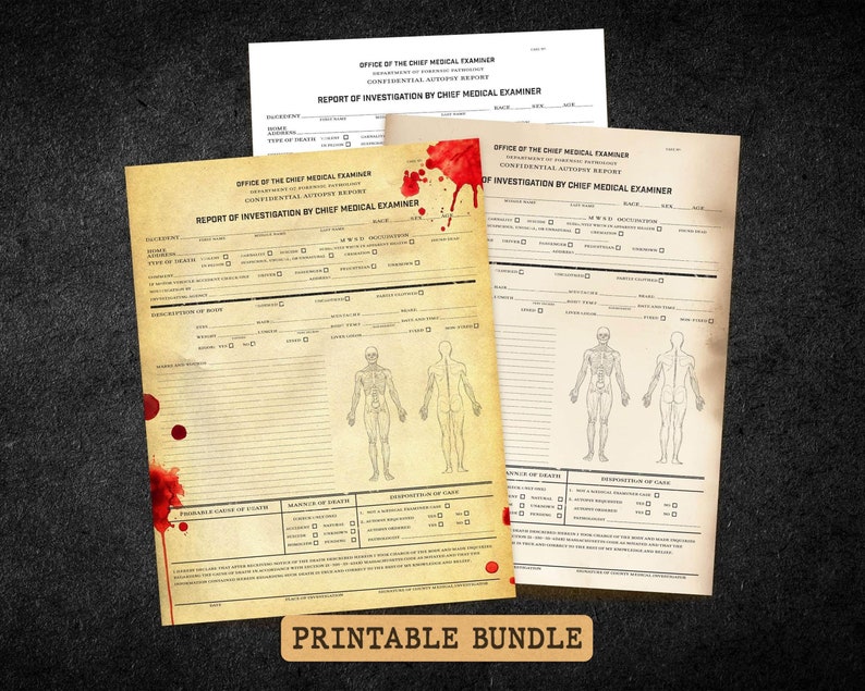 Printable Autopsy Report Template for DIY Murder Mystery Party Decor ...