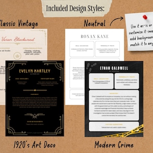 Murder Mystery Template Character Sheet for DIY Mystery Party Kit ...