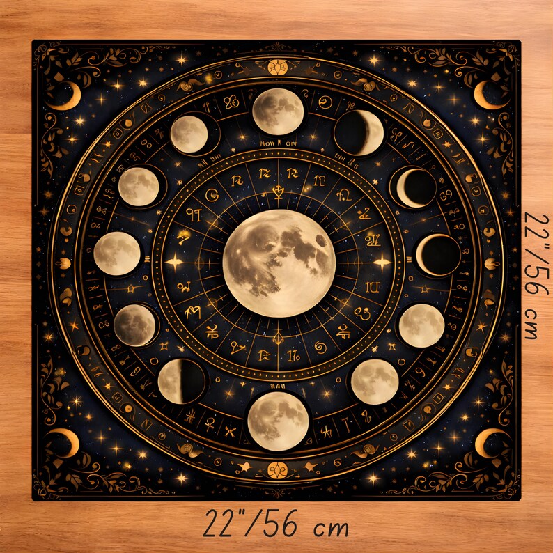 Celestial Moon Phase Altar Cloth – Zodiac Ritual Decor - Etsy