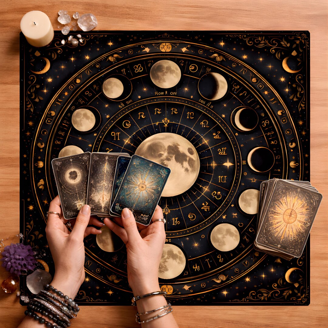 Celestial Moon Phase Altar Cloth – Zodiac Ritual Decor - Etsy