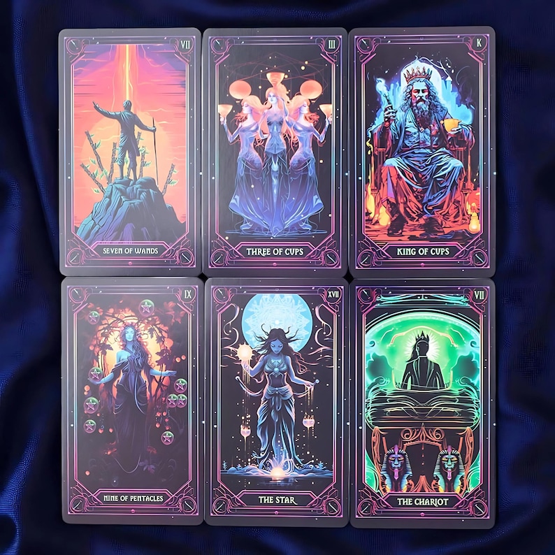 Vibrant Neon Tarot Deck for Modern Divination: 78 Cards of Inspiration ...