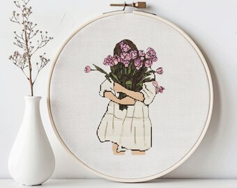 Girl With Backpack Cross Stitch Pattern, Cross Stitch Pattern, PDF ...