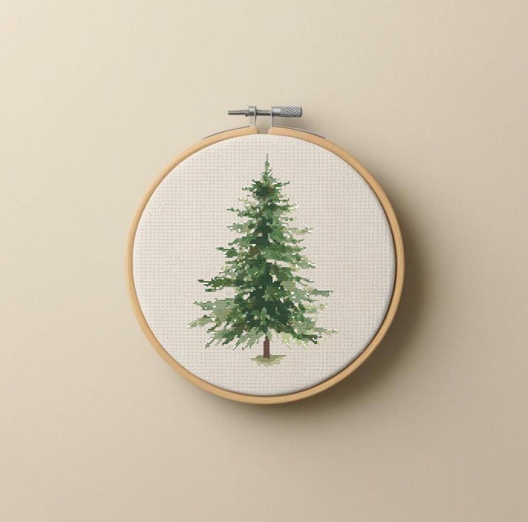 Soft Needle Pine Tree Cross Stitch Pattern: Winter Christmas Forest ...
