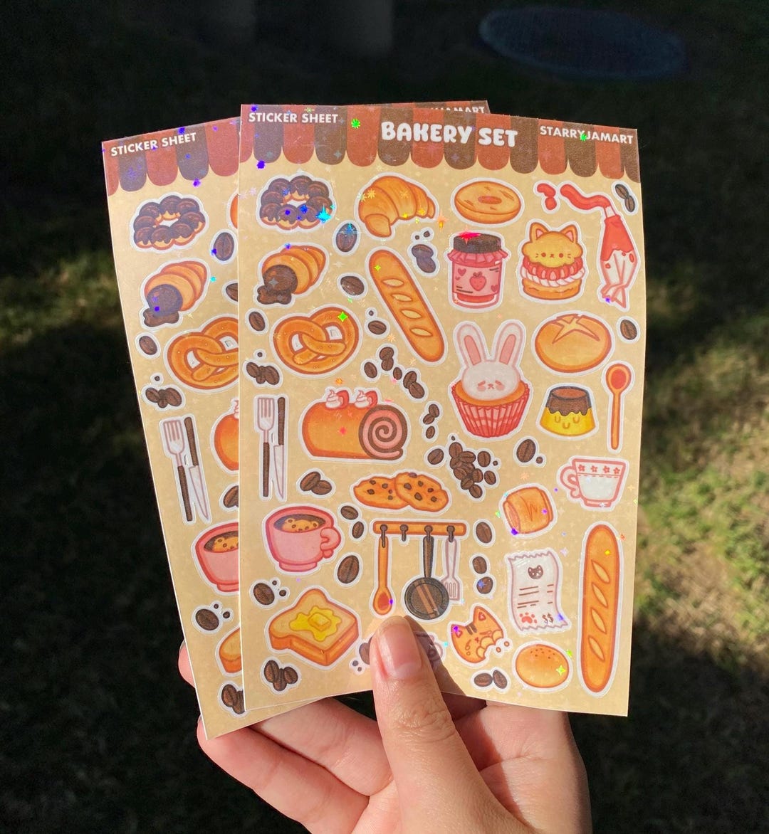 Bakery Cafe Sticker Sheet | 4x6 Holographic/glossy Stickers - Etsy