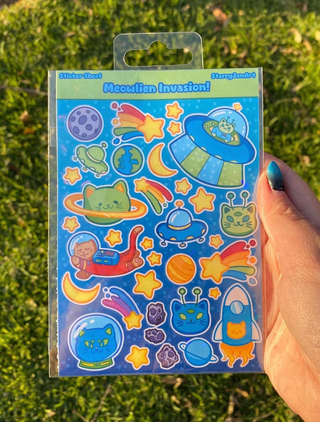 Meowlien Sticker Sheet | 4x6 Alien Cat Deco Stickers - Etsy