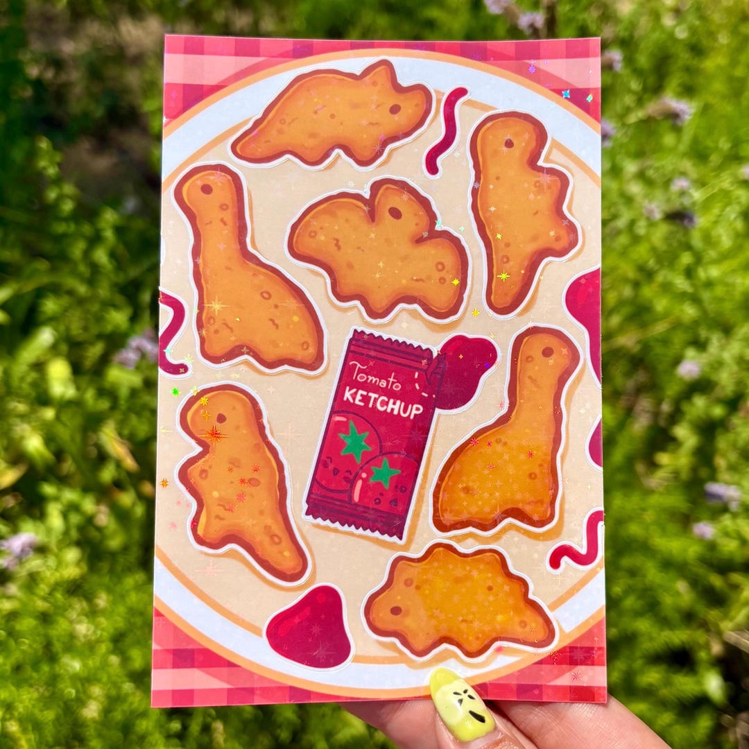 Dino Nugget Sticker Sheet | 4x6 Holographic Stickers - Etsy