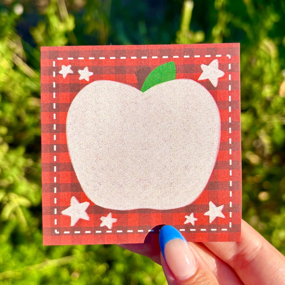Gingham Apple Sticky Notes | 3x3 in Notepad - Etsy