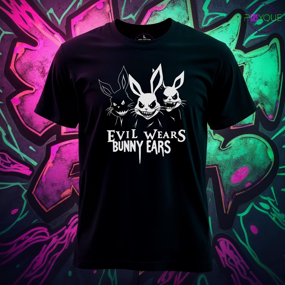 Evil Wears Bunny Ears Tshirt, Psycho Bunny Shirt, Badbunny Shirt, Egg ...