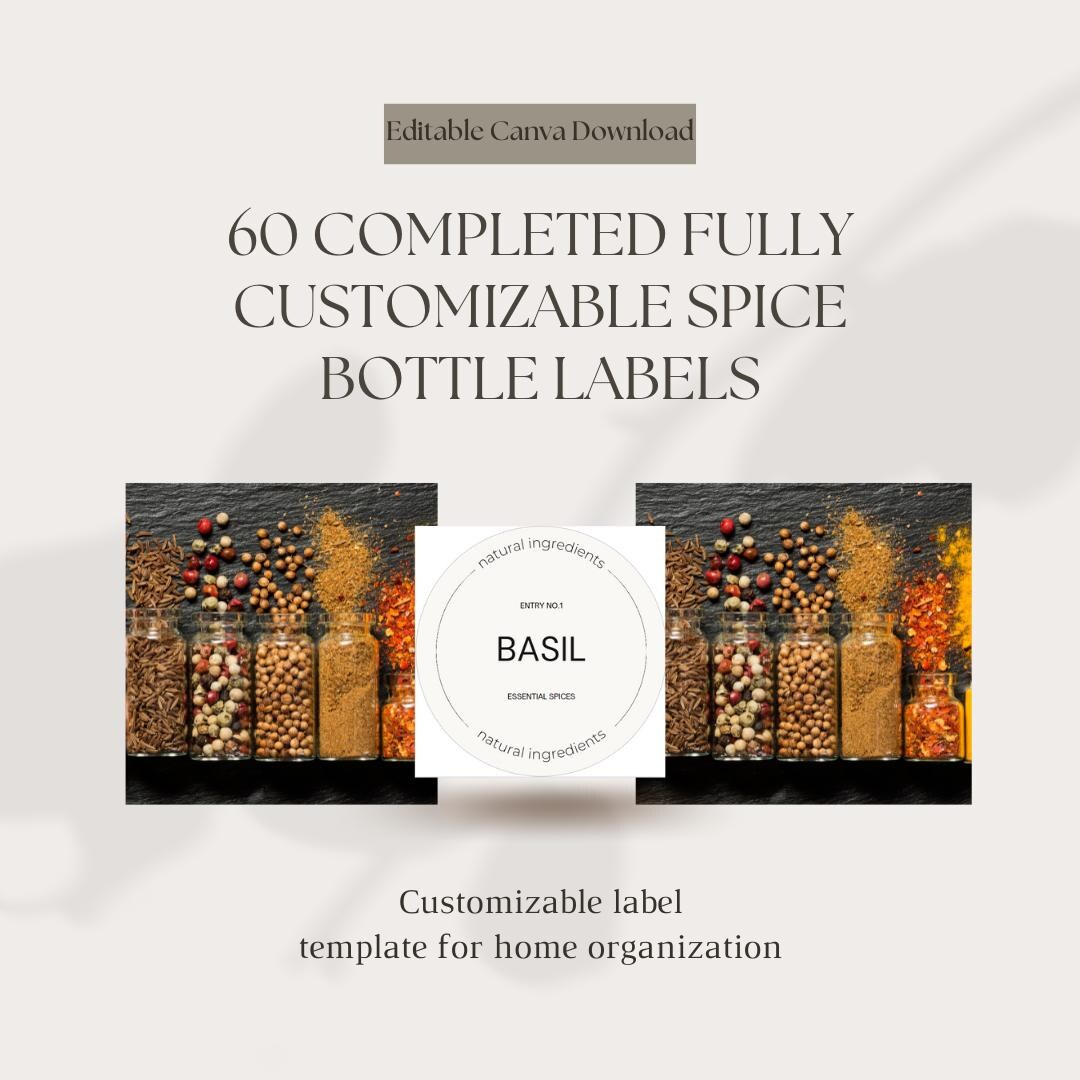 Spice Label|editable 2'' Round White Template – Minimalist Design ...