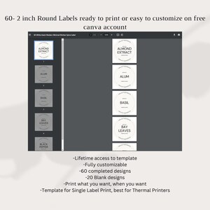 Editable 2'' Round White Label Template Minimalist Design Canva Digital ...