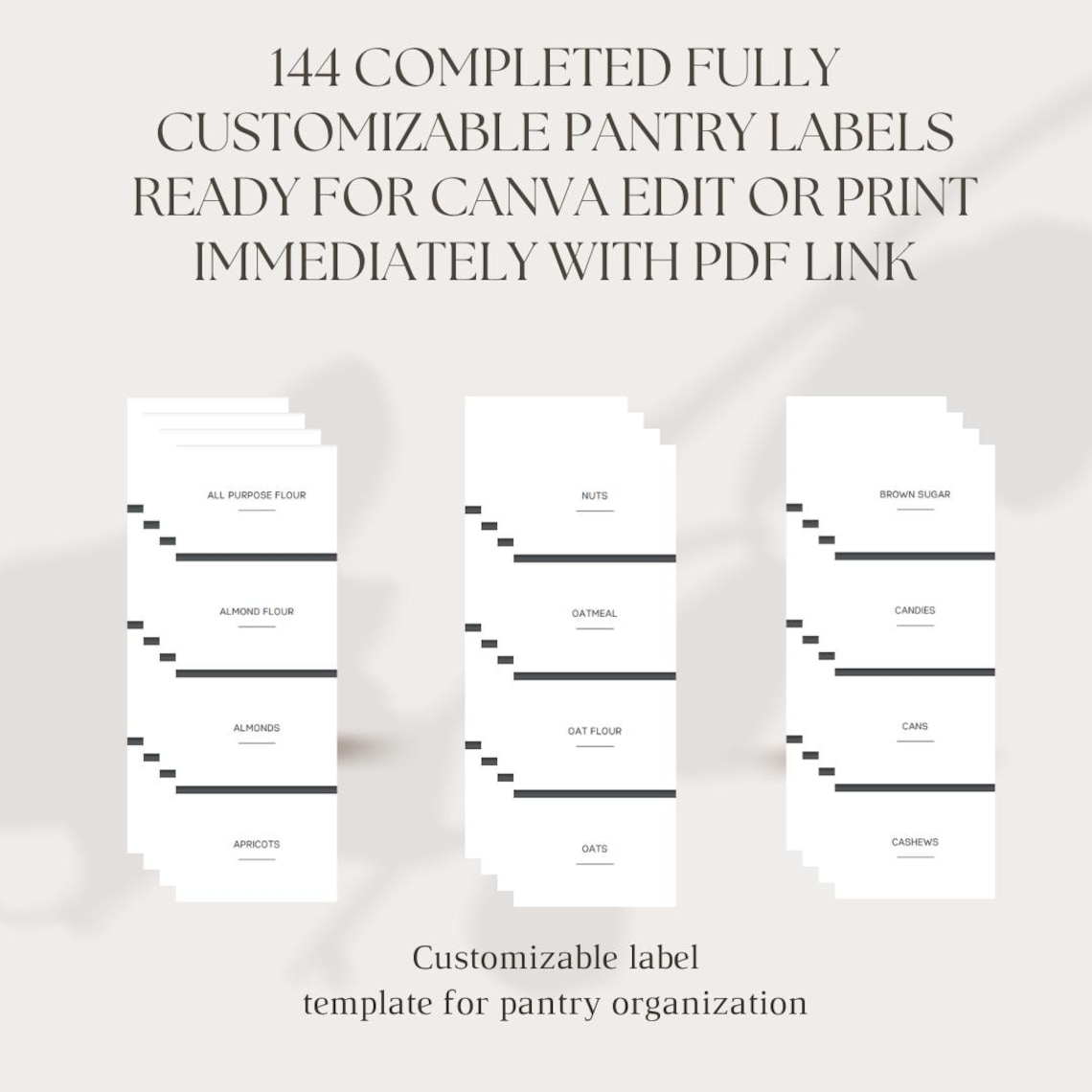 144 Kitchen Pantry Label Template & Printable PDF | Organizational ...