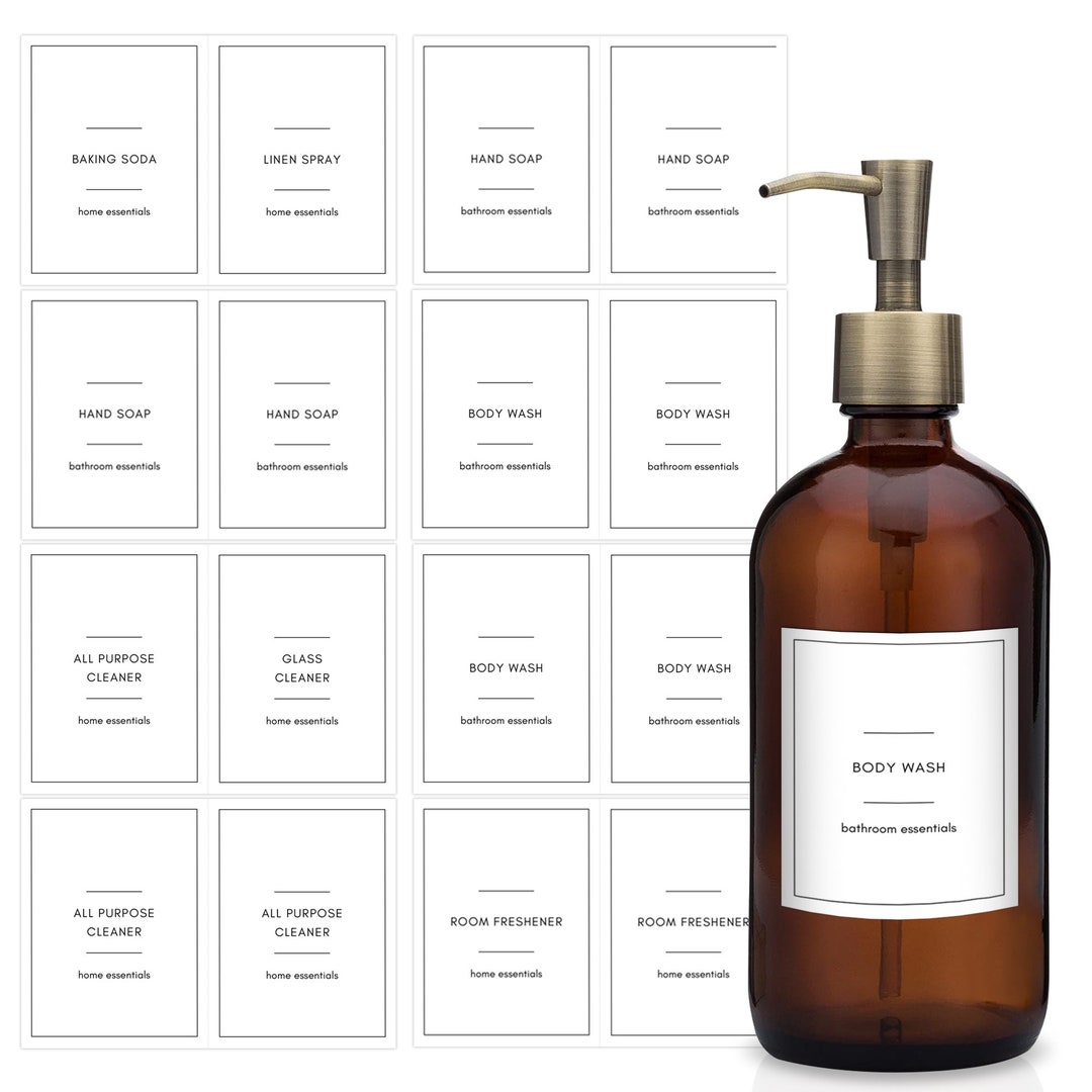 64 Waterproof Soap & Spray Labels for Plastic/glass Bottles, Kitchen ...