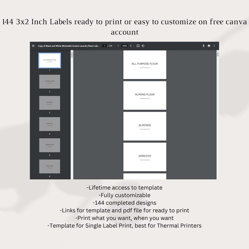 144 Kitchen Pantry Label Template & Printable PDF | Organizational ...