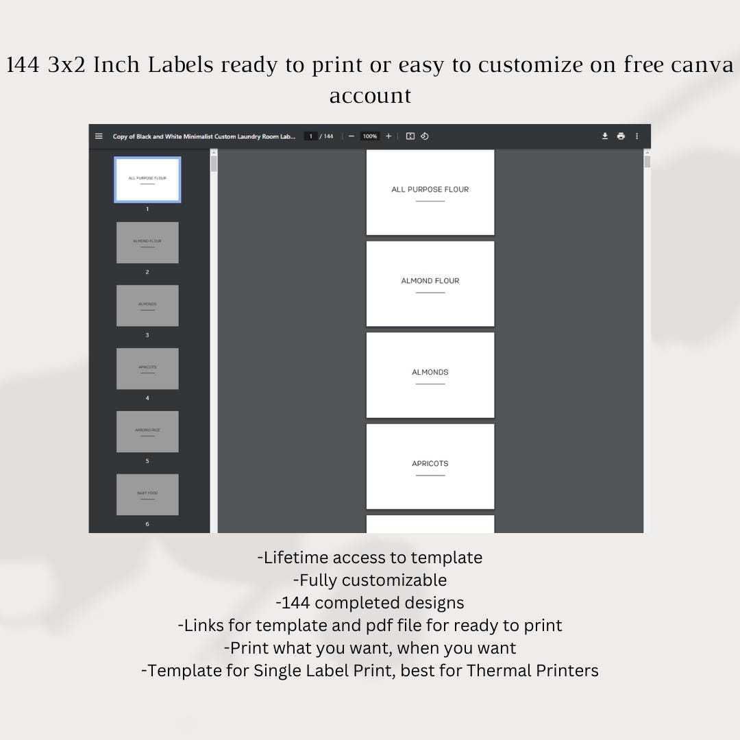 144 Kitchen Pantry Label Template & Printable PDF | Organizational ...