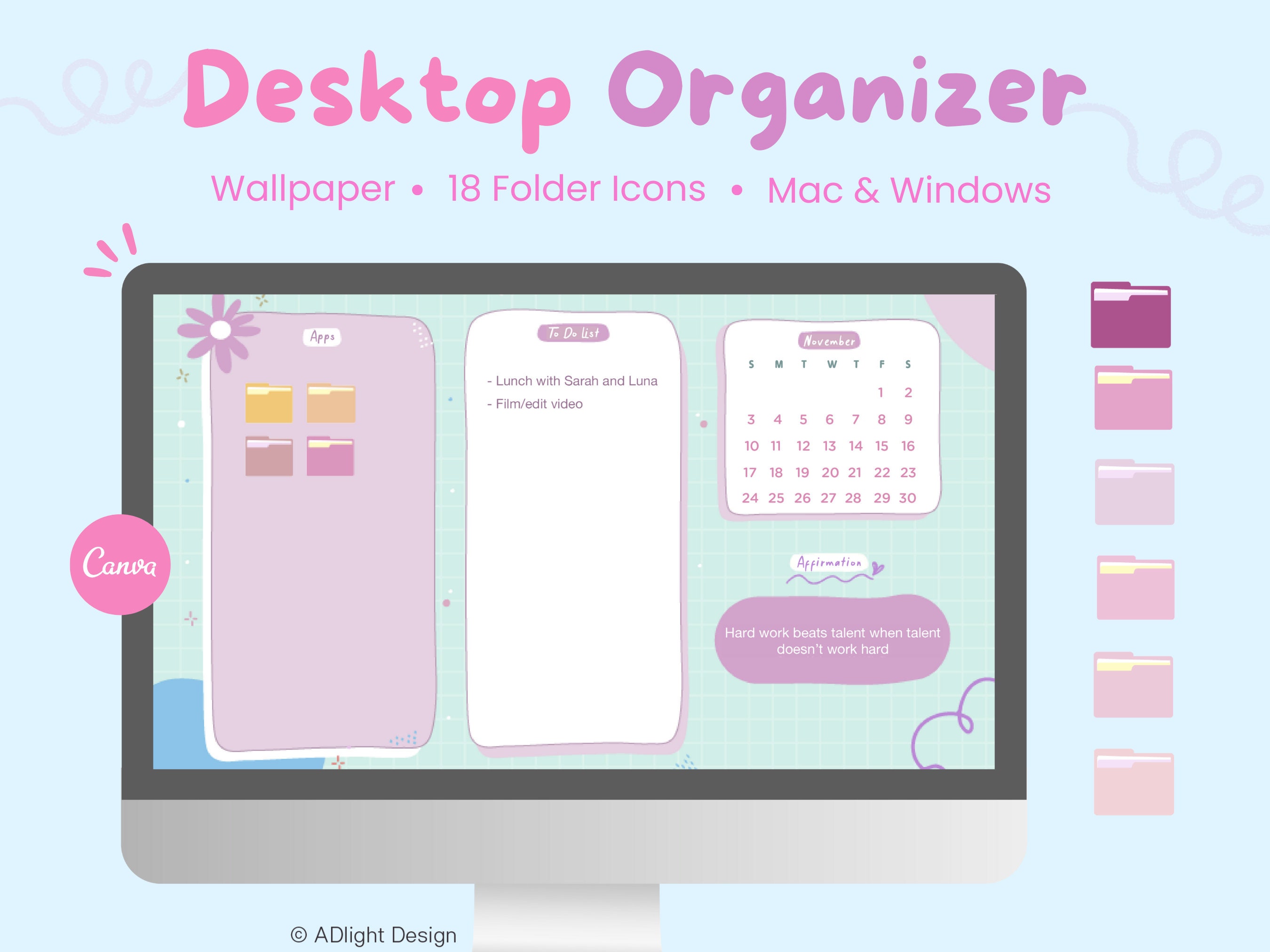 2024 Colourful Desktop Organizer Calendar, Monthly & Weekly Desktop ...