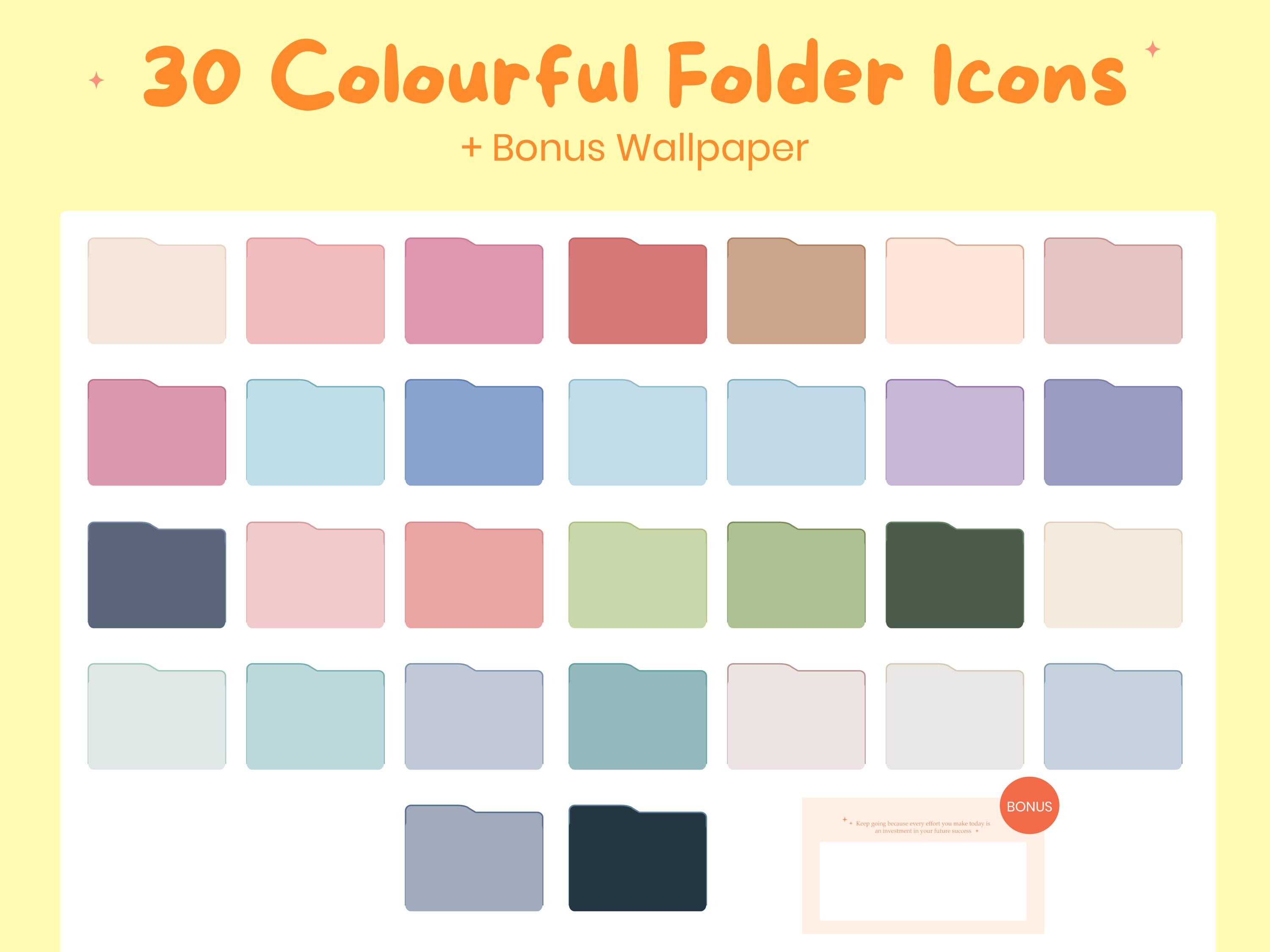 30 Colorful Folder Icons for Mac & PC Free Wallpaper Aesthetic Desktop ...