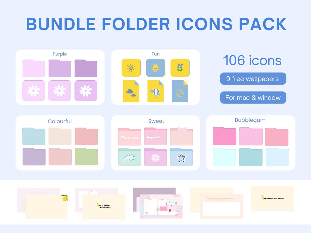 106 Folder Icons Bundle for Desktop Organizer, Computer Icons ...