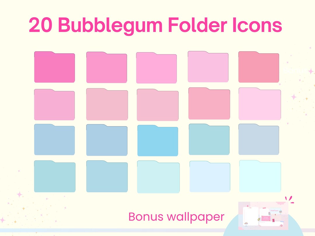 20 Bubblegum Folder Icons for Mac & PC, Aesthetic Desktop Organization ...