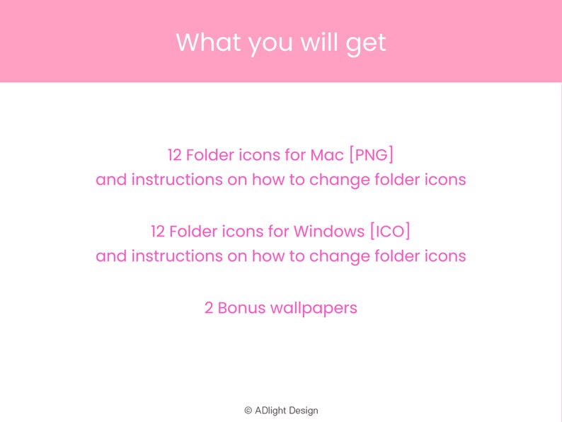 12 Pink Folder Icon for Mac & Pc,folder Icons,desktop Organizer ...