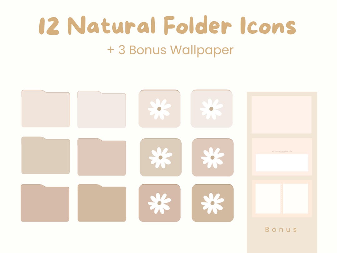Brown Beige Folder Icons for Mac & PC: Desktop Organizer (digital ...