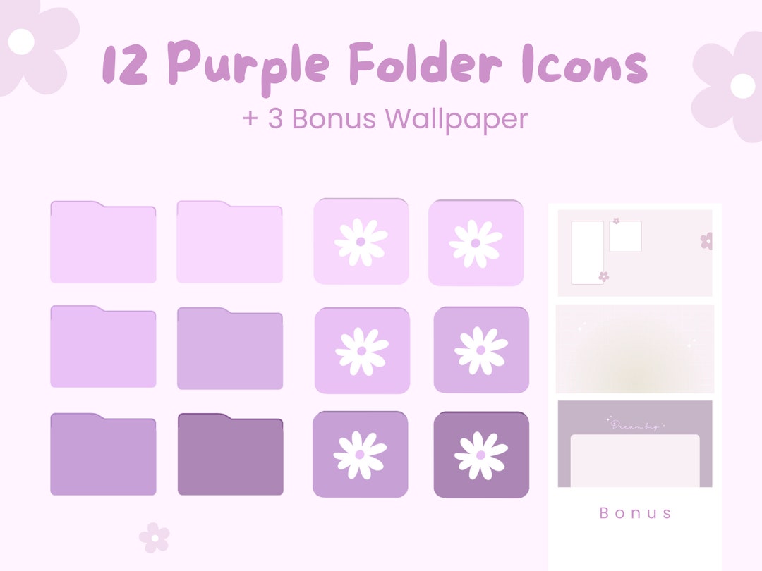 12 Purple Folder Icons for Mac & PC, Digital Download, Custom Icon Pack ...