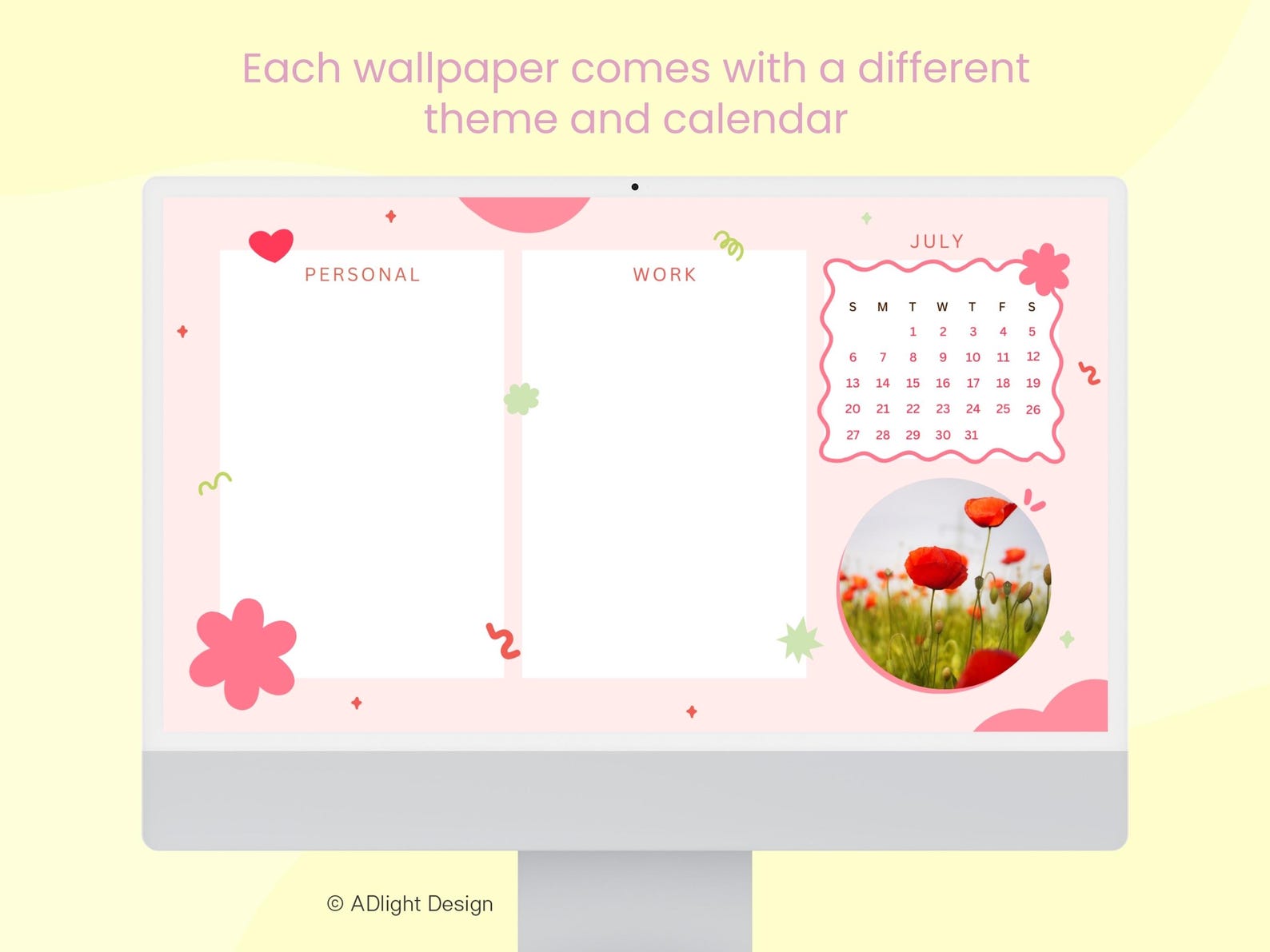 2025 Calendar Desktop Organizer With Bonus 2 Wallpapers,digital Art ...
