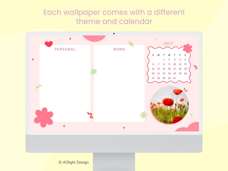2025 Calendar Desktop Organizer With Bonus 2 Wallpapers,digital Art ...