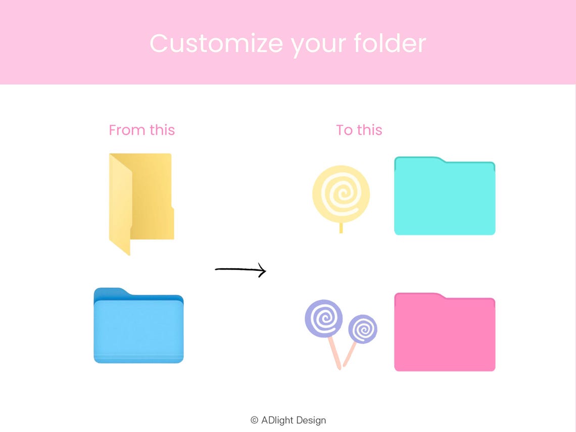 15 Lollipop Folder Icons for Mac & PC , Aesthetic Desktop Organization ...