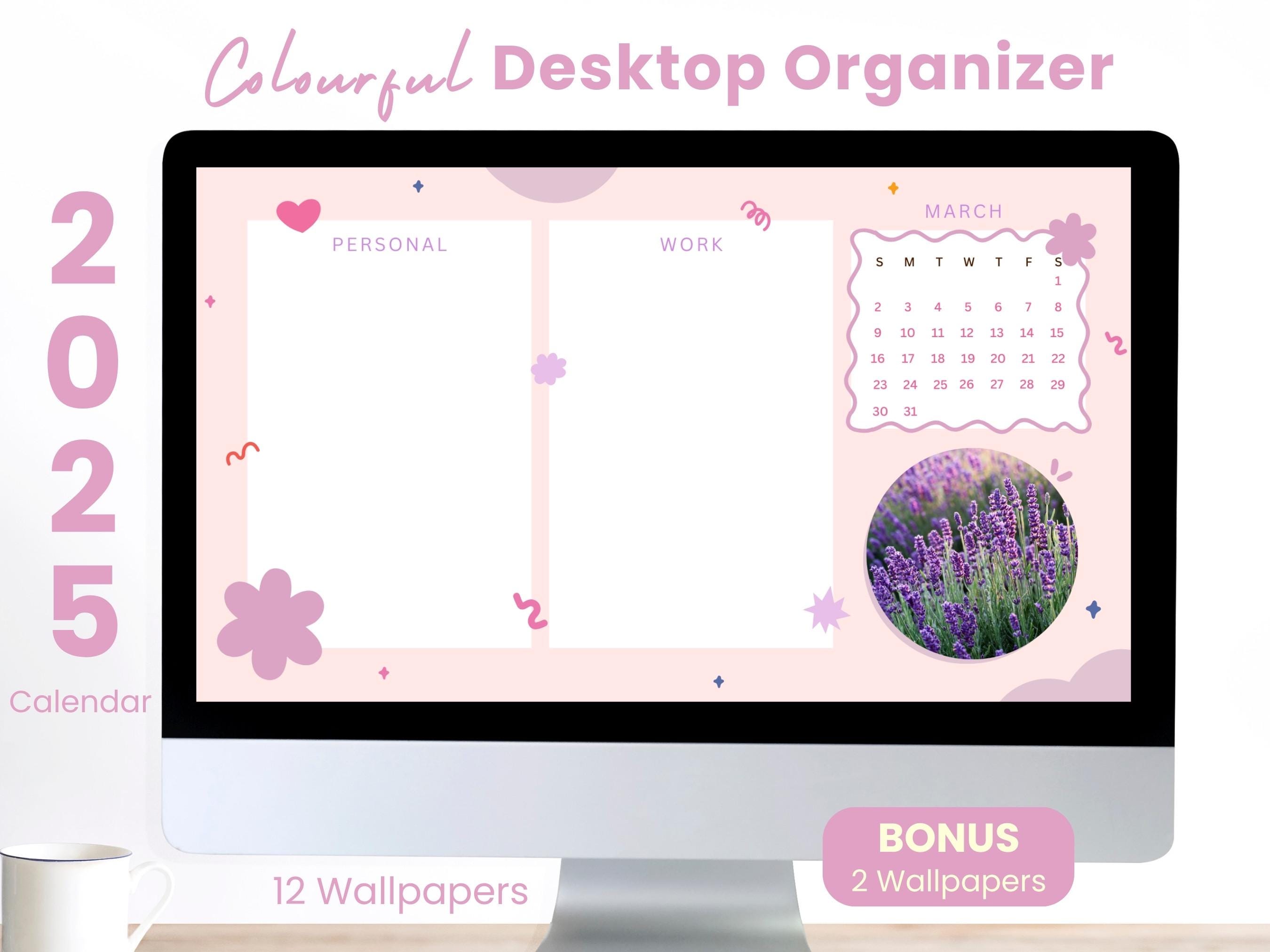 2025 Calendar Desktop Organizer With Bonus 2 Wallpapers,digital Art ...