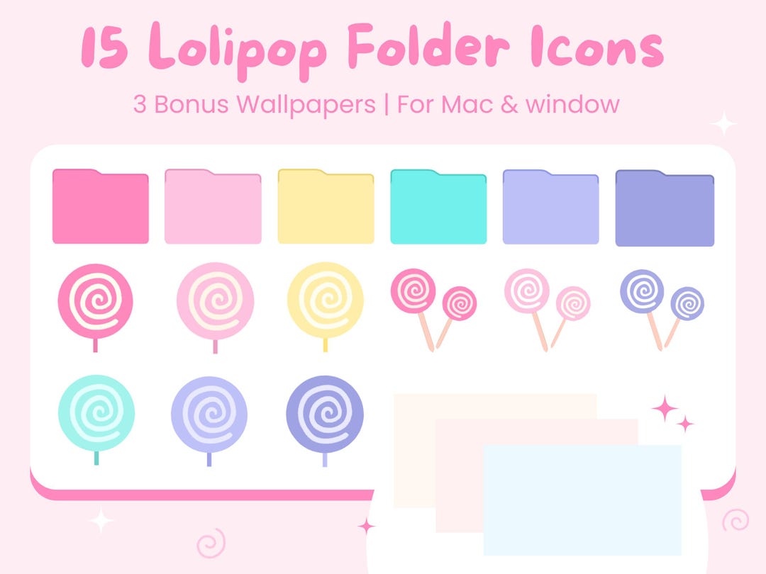 15 Lollipop Folder Icons for Mac & PC , Aesthetic Desktop Organization ...