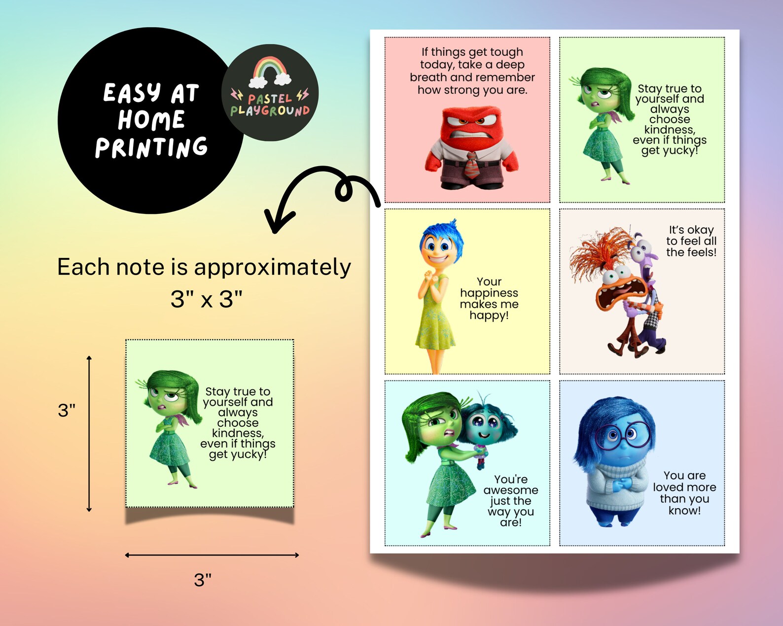 Printable Inside Out 2 Lunchbox Notes for Kids Back to School ...