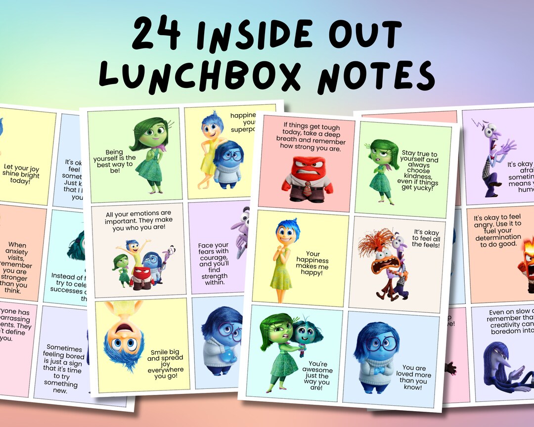 Printable Inside Out 2 Lunchbox Notes for Kids Back to School ...