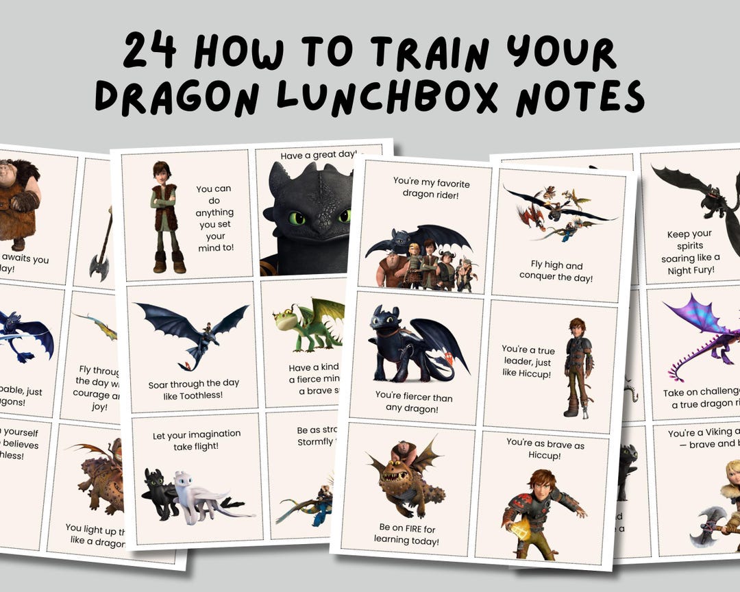 HTTYD Lunchbox Notes for Kids Back to School Printable Lunch Notes - Etsy