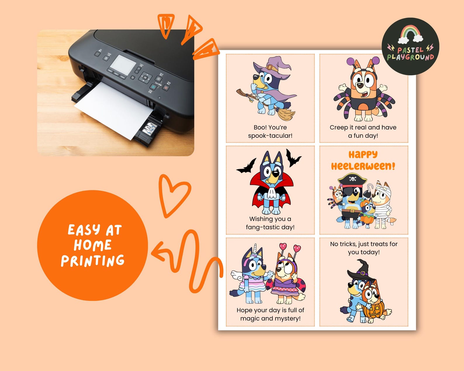 Bluey Halloween Lunchbox Notes for Kids Back to School Printable Lunch ...