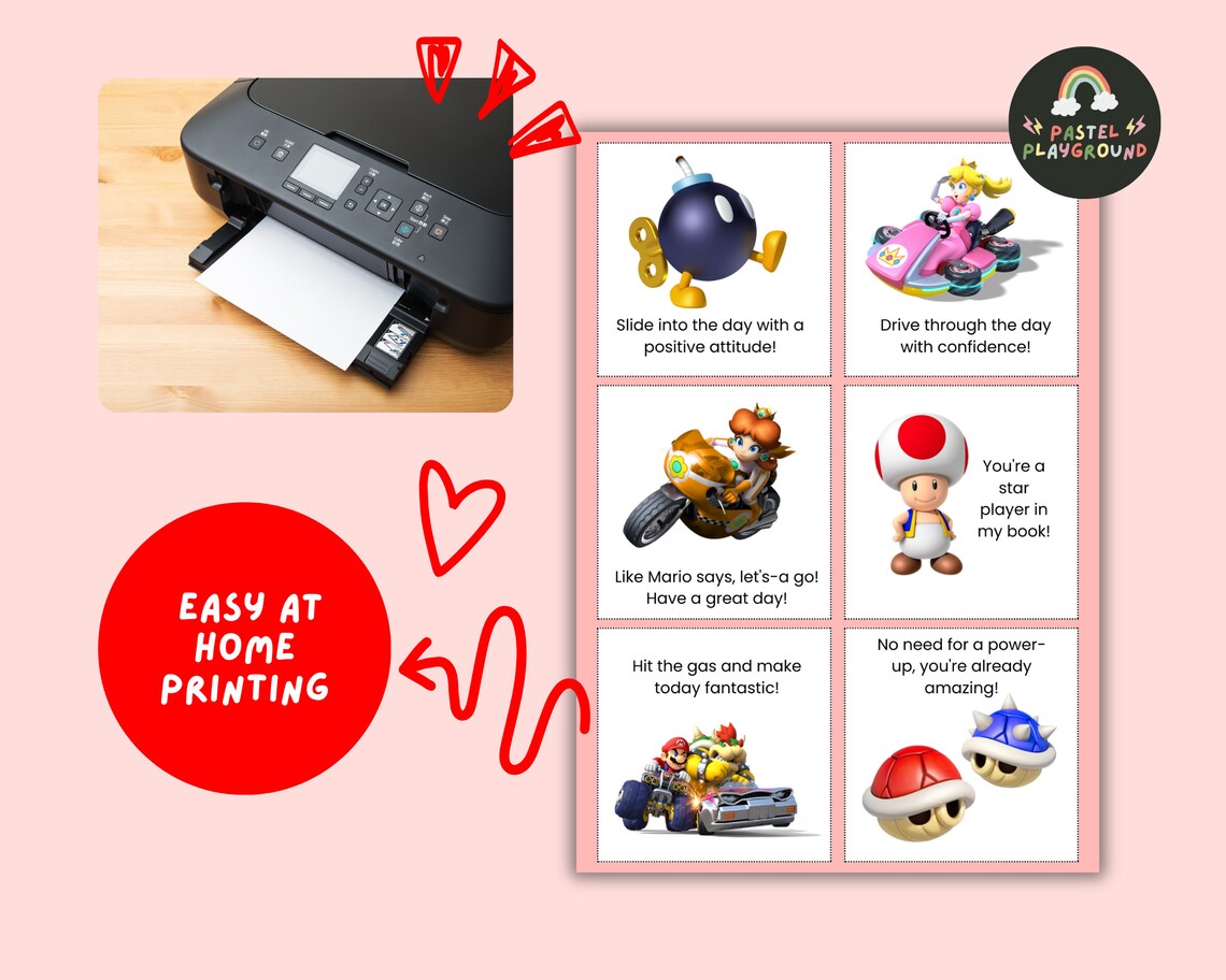 Super Mario Kart Printable Lunchbox Notes for Kids Fun Encouraging ...