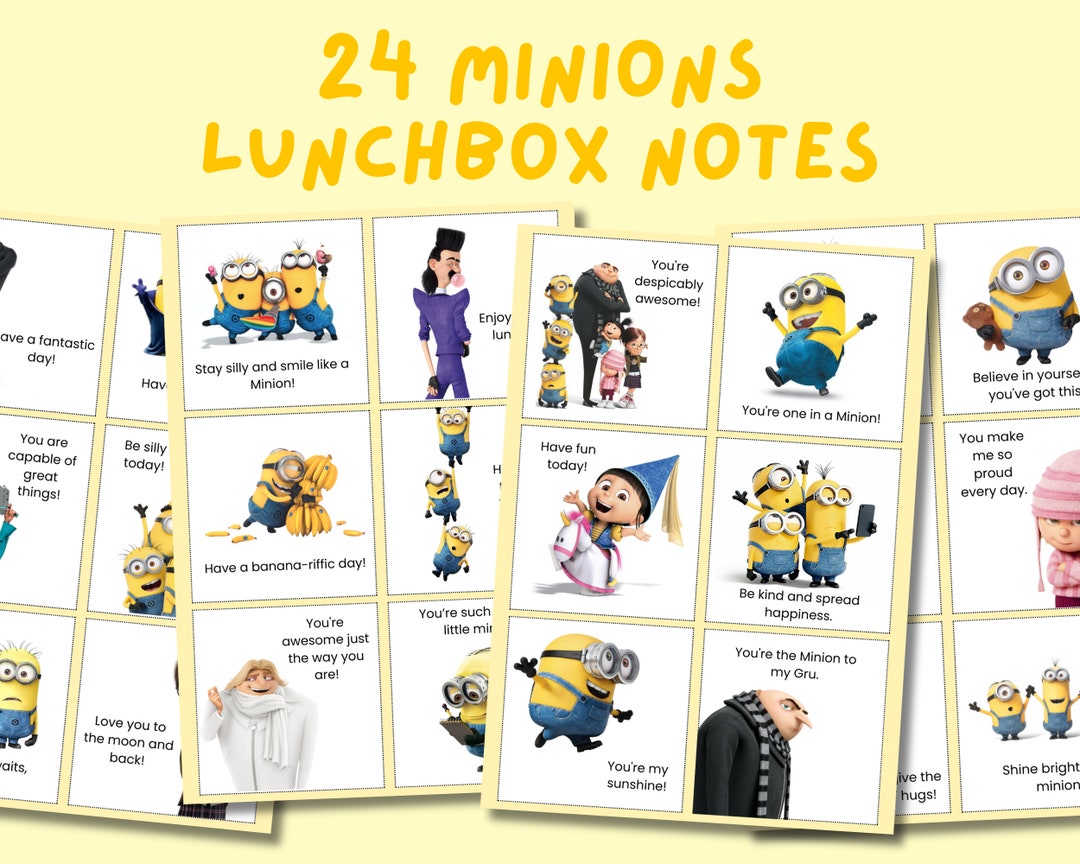 Minions Lunchbox Notes for Kids Back to School Printable Lunch Notes - Etsy