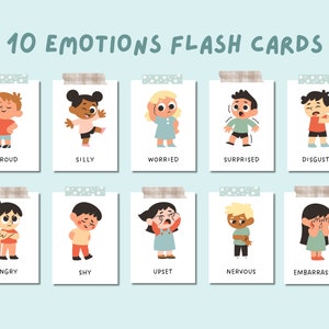 Emotions Flash Cards for Kids Montessori Homeschool Printable Chart - Etsy