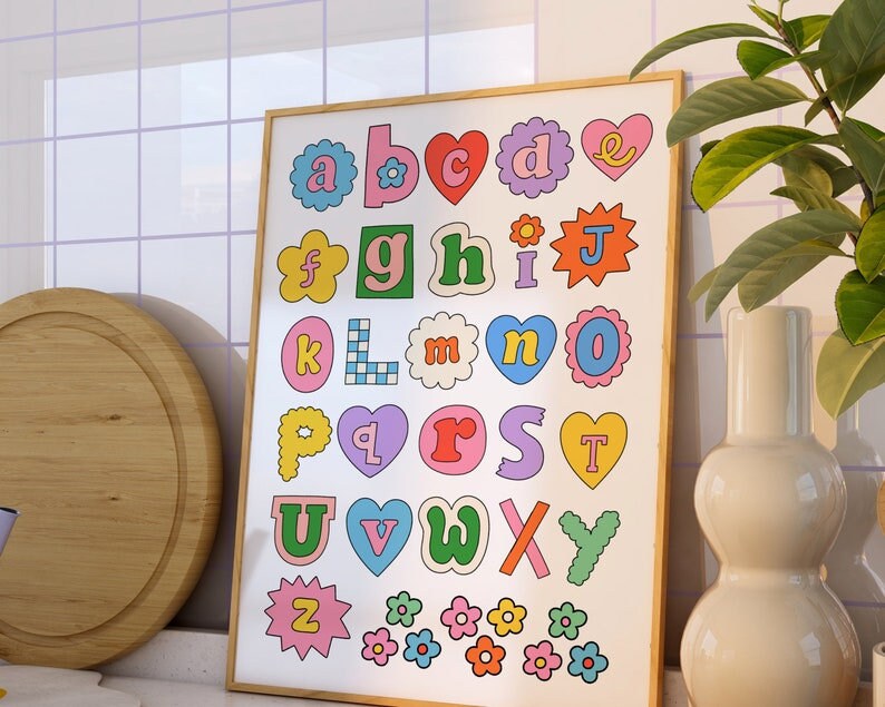 Pastel Alphabet Printable Wall Art for Girl's Room ABC Poster ...