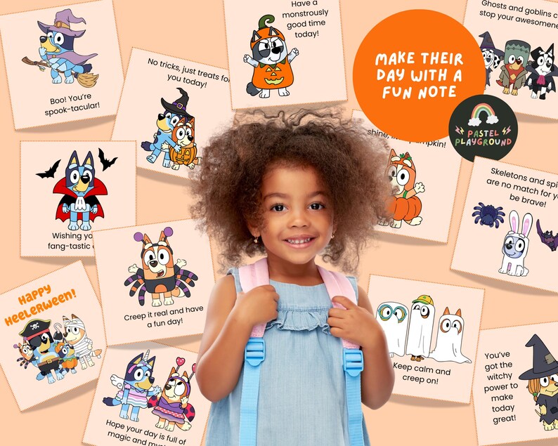 Bluey Halloween Lunchbox Notes for Kids Back to School Printable Lunch ...