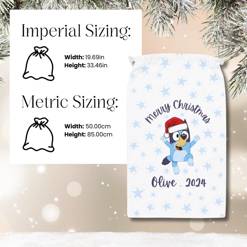 Personalized Bluey Holiday Santa Sack for Kids Unique Christmas Gift ...