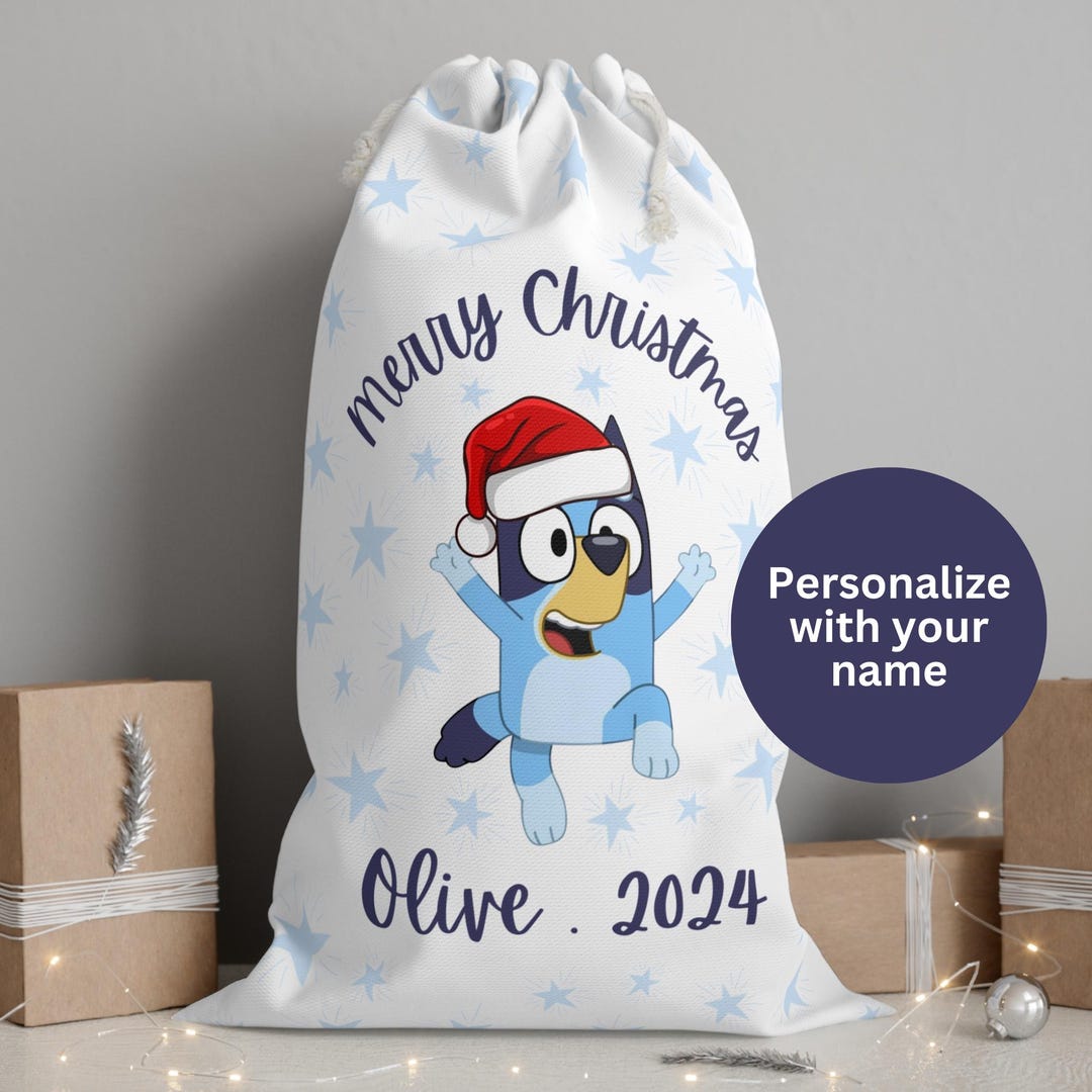 Personalized Bluey Holiday Santa Sack for Kids Unique Christmas Gift ...