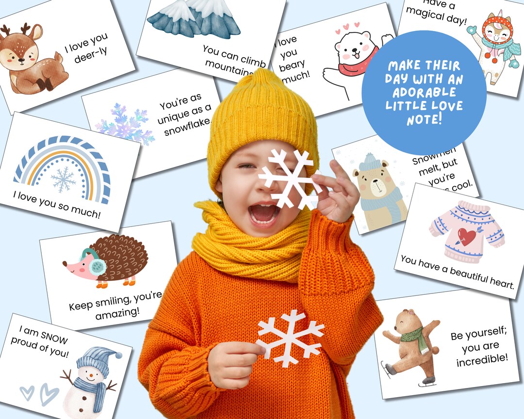 Winter Lunch Box Notes for Kids, Lunch Box Jokes, Back to School Notes ...