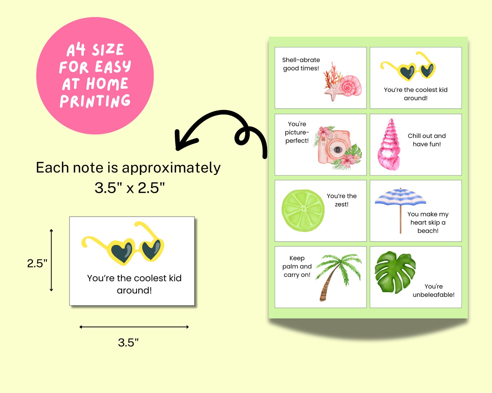 Summer Lunchbox Notes, Lunch Box Notes Printable, Lunch Notes for Kids ...