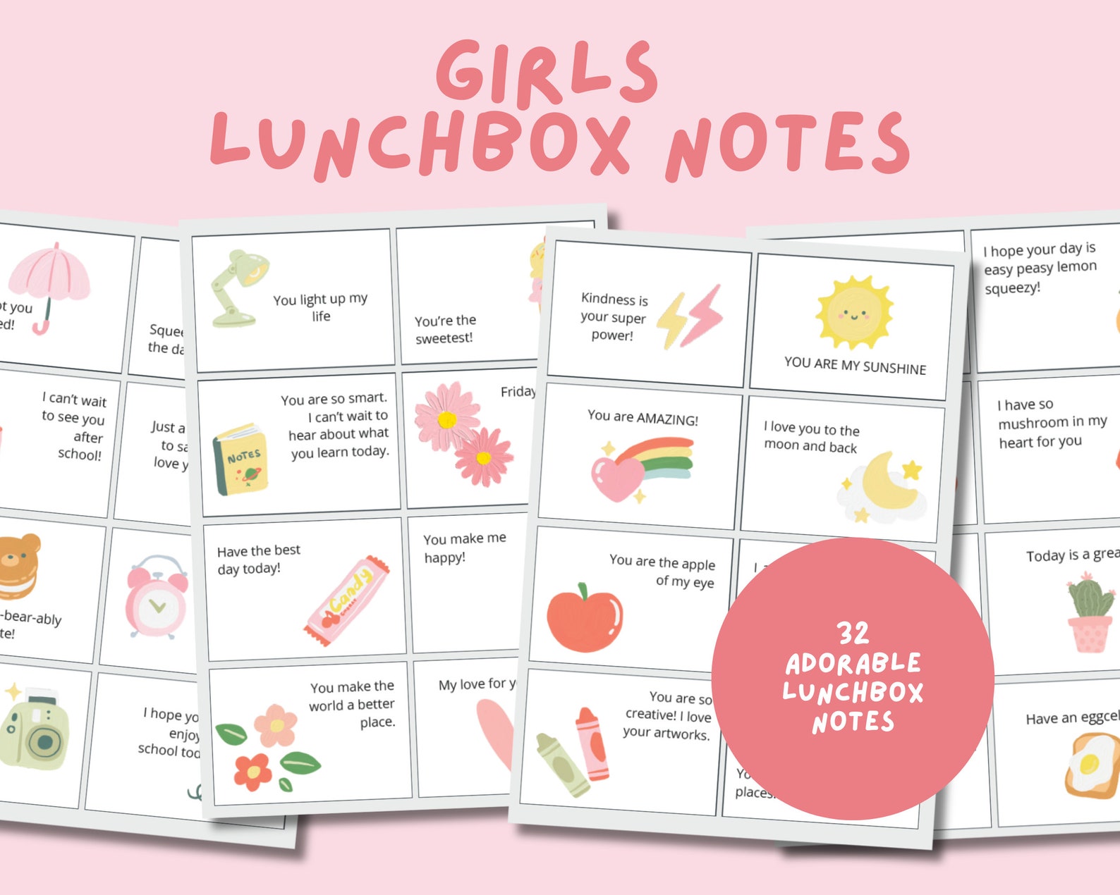 Printable Encouraging Lunchbox Notes for Kids Cute and Positive ...